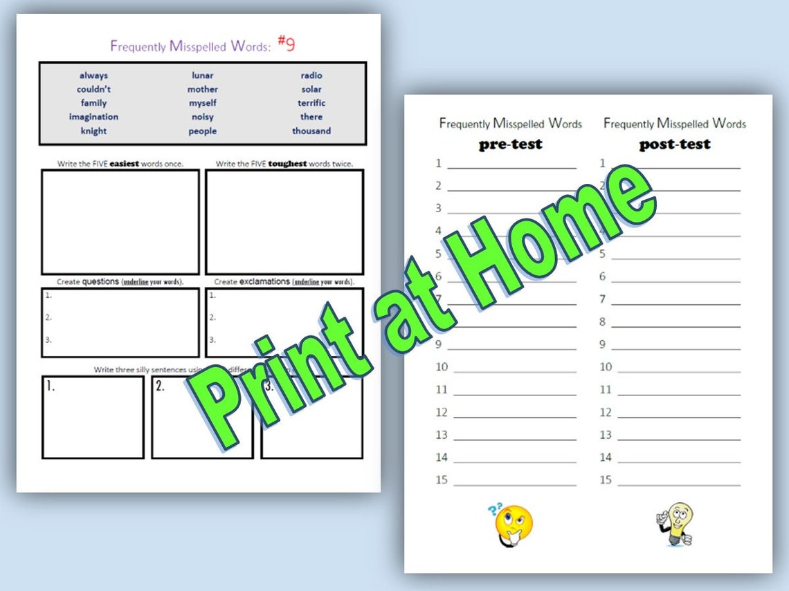 Frequently Misspelled Words, 2nd Grade, 3rd Grade, Digital Download ...