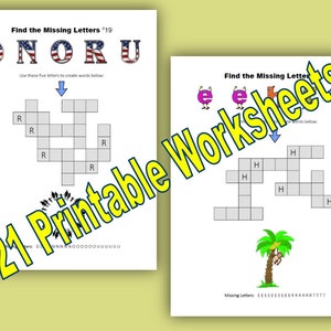 Word Puzzles - Find the Missing Letters, Instant Digital Download ...