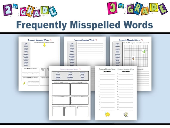 Frequently Misspelled Words 2nd Grade 3rd Grade Digital - Etsy