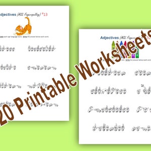 American Sign Language ADJECTIVES, Worksheets, Digital Download ...