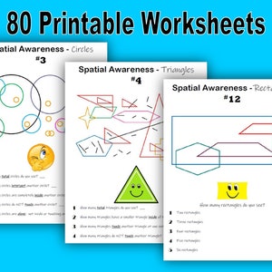 Spatial Reasoning Worksheets, 80 Printables, Geometry, Shapes, Brain ...