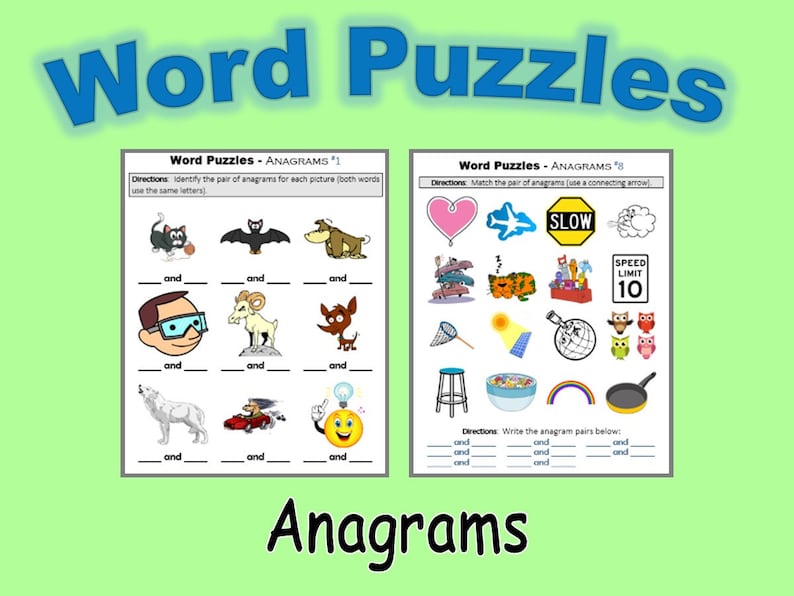 Word Puzzles - ANAGRAMS, Instant Digital Download, Worksheets, Back to ...