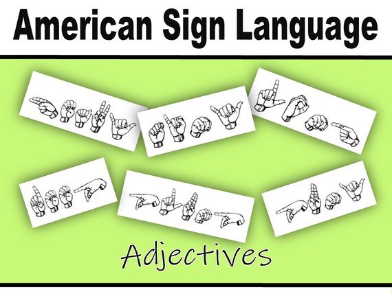 American Sign Language ADJECTIVES Worksheets Digital - Etsy