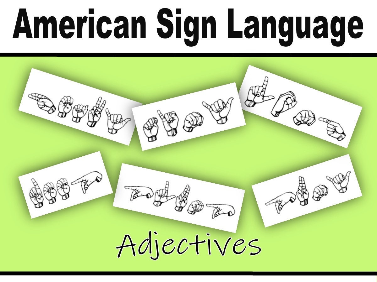 American Sign Language ADJECTIVES, Worksheets, Digital Download ...