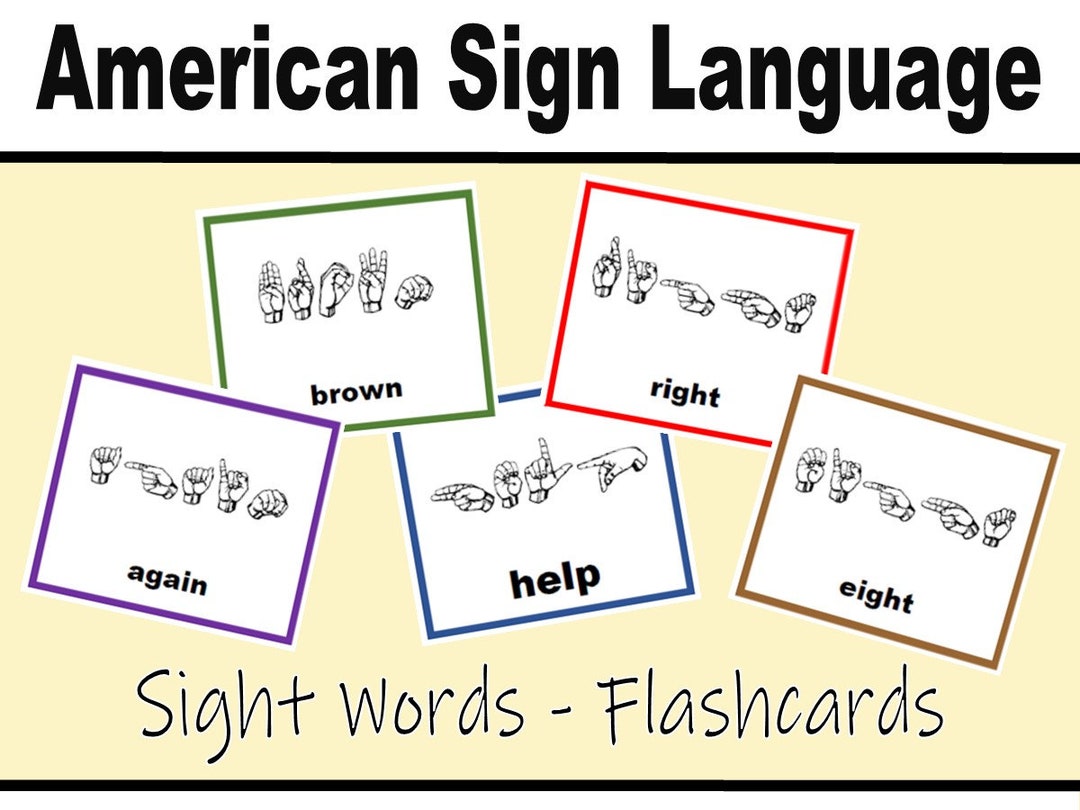Sight Words - FLASHCARDS, American Sign Language, Digital Download ...
