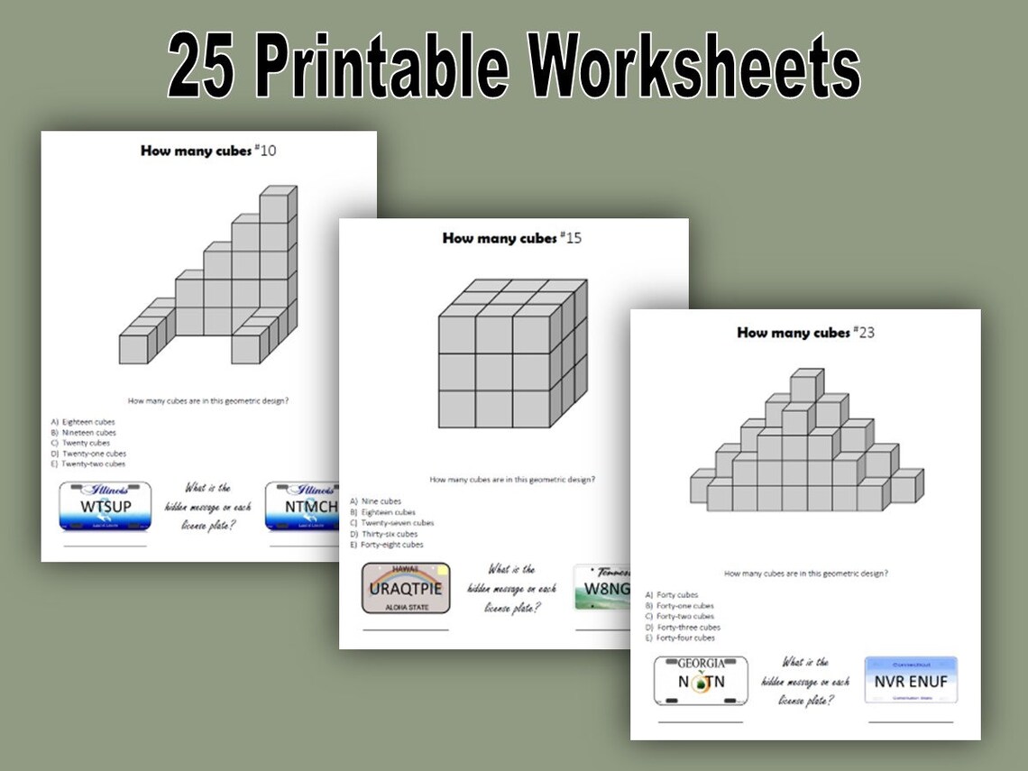 HOW MANY CUBES Math Worksheets, Geometry, Homeschool, Daycare Learning ...