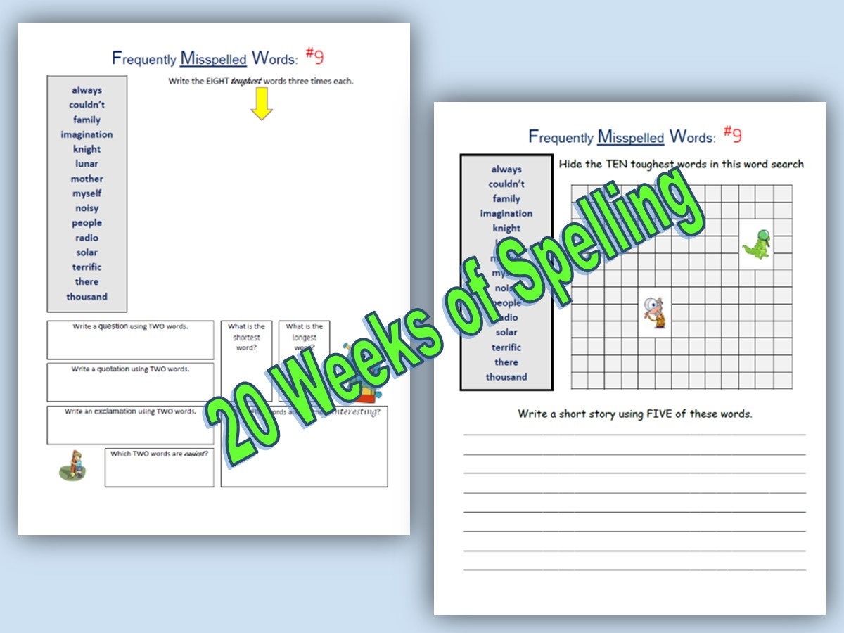 Frequently Misspelled Words, 2nd Grade, 3rd Grade, Digital Download ...