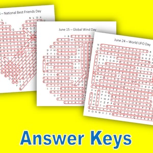 Word Searches for June, Digital Download, Back to School, After School ...