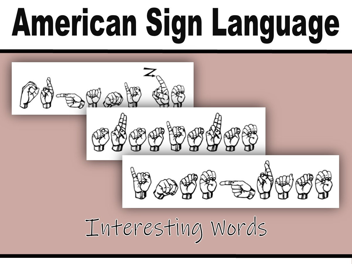 American Sign Language Interesting Words, Worksheets, Digital Download ...