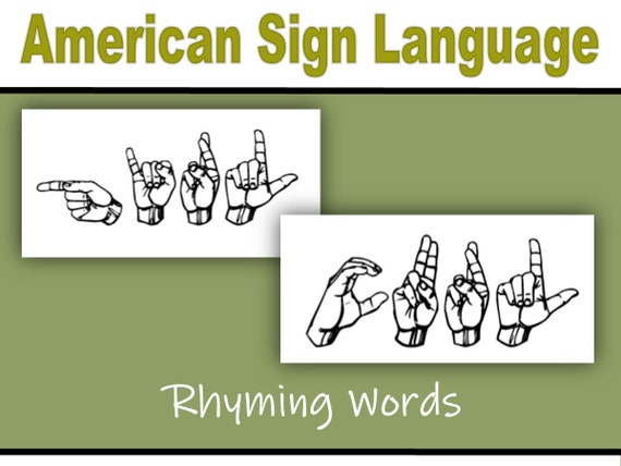 American Sign Language Rhyming Words Matching Game - Etsy