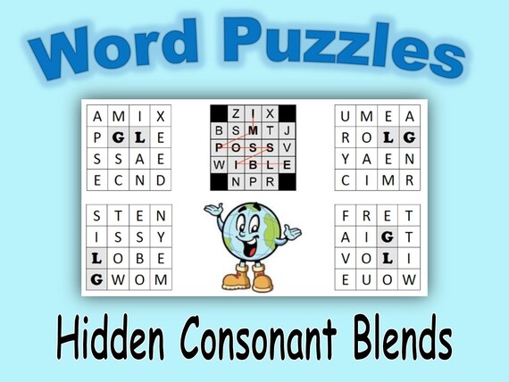 Word Puzzles Hidden Consonant Blends Boggle Word Search - Etsy