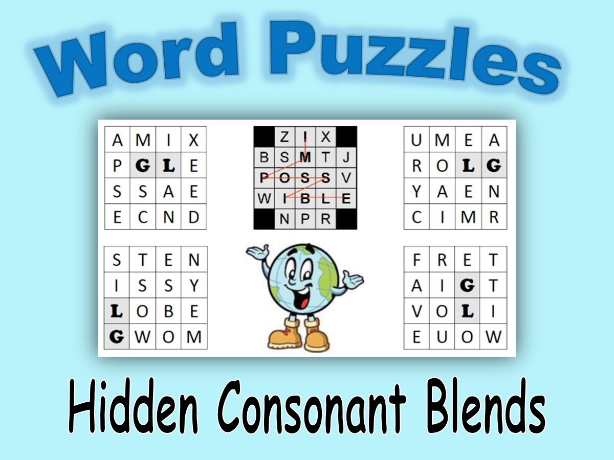 Word Puzzles - Hidden Consonant Blends, Boggle, Word Search, Instant ...