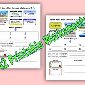 Word Puzzles - License Plates, Instant Digital Download, Worksheets ...