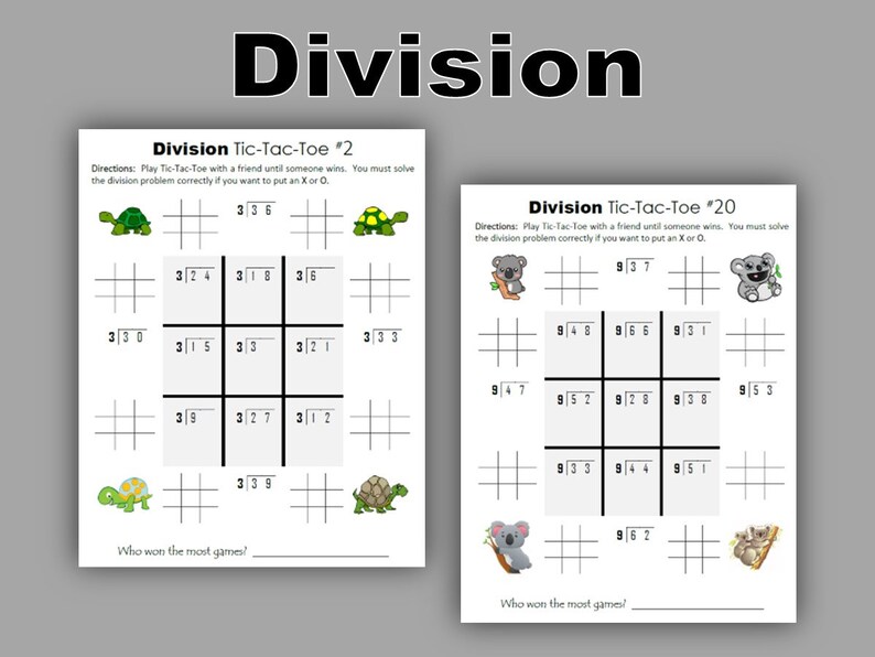 Math Tic-tac-toe, 80 Printable Worksheets, Instant Digital Download ...