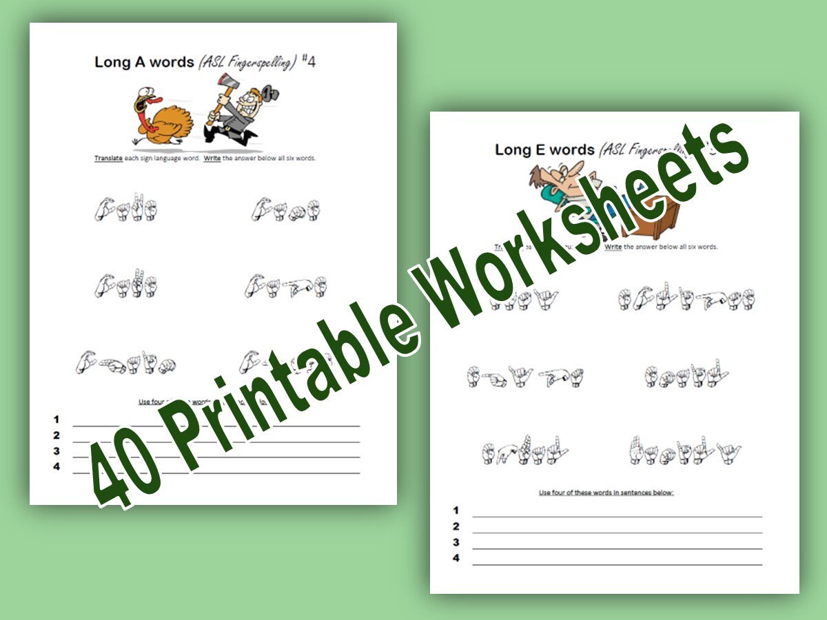 American Sign Language LONG VOWELS, Worksheets, Digital Download ...