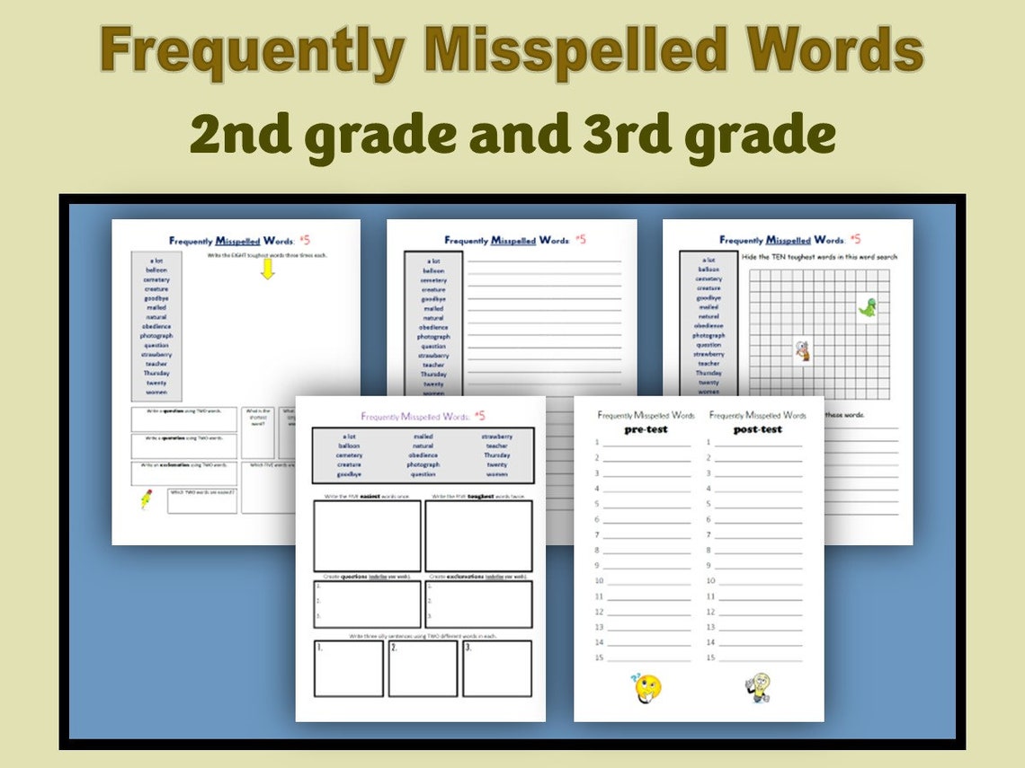Frequently Misspelled Words, 2nd Grade, 3rd Grade, Digital Download ...