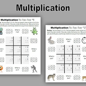 Math Tic-tac-toe, 80 Printable Worksheets, Instant Digital Download ...