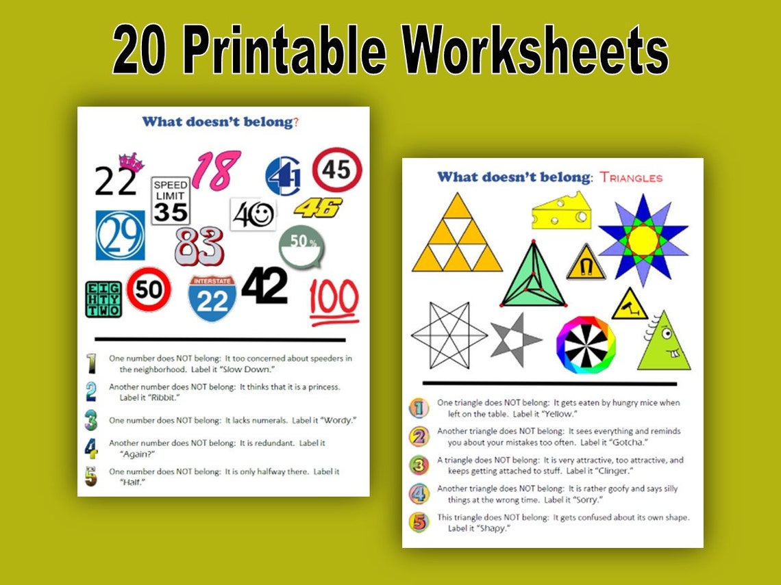 What Doesnt Belong Worksheets Shapes and Numbers Instant - Etsy