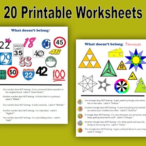 What Doesn’t Belong - Worksheets, Shapes and Numbers, Instant Digital ...