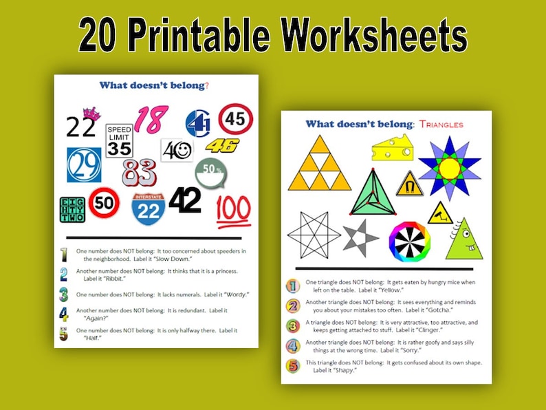 What Doesn’t Belong - Worksheets, Shapes and Numbers, Instant Digital ...