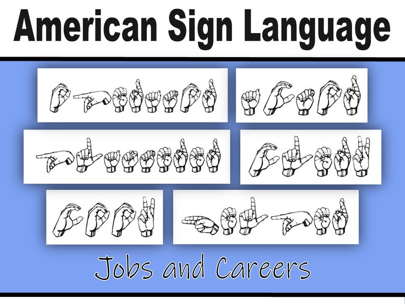 American Sign Language - JOBS and CAREERS, Worksheets, Digital Download ...