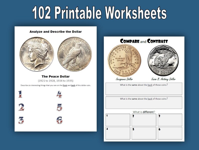 Learn About the DOLLAR Money Worksheets, US Coins, Instant Digital ...
