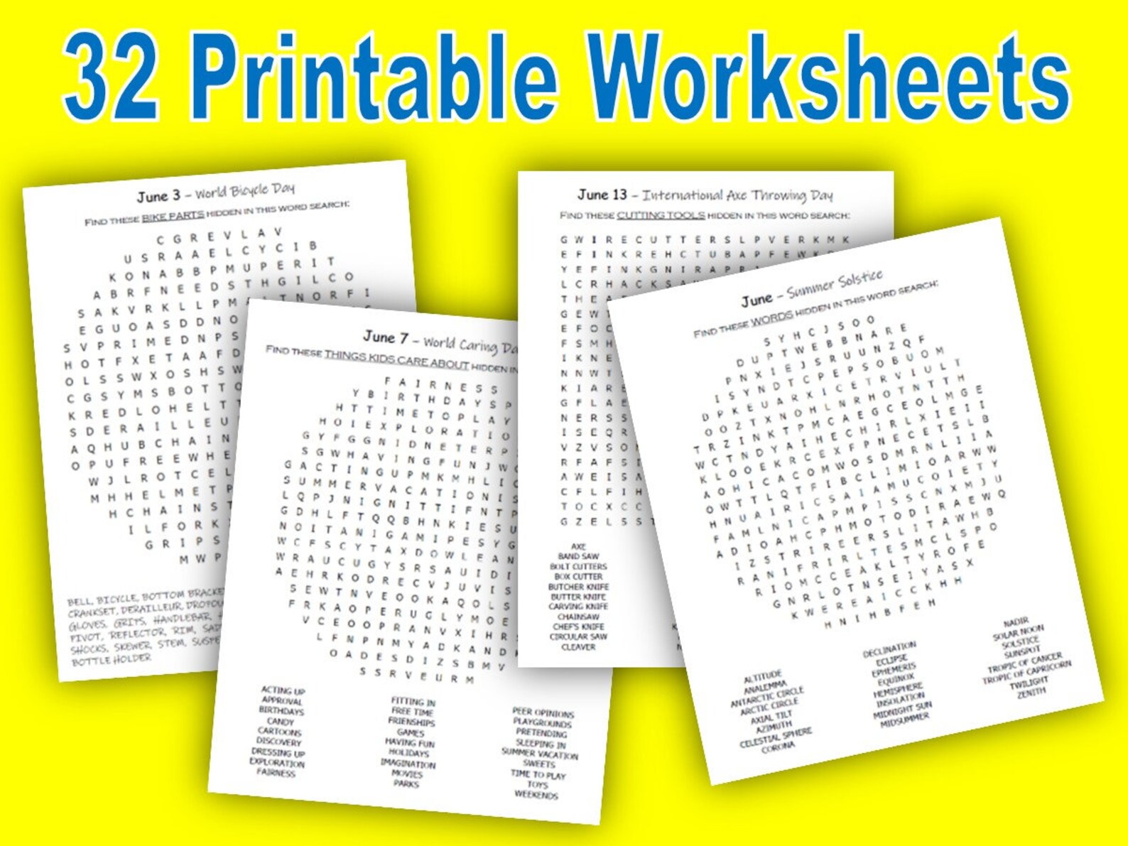 Word Searches for June, Digital Download, Back to School, After School ...