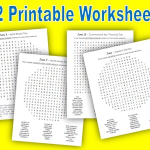 Word Searches for June, Digital Download, Back to School, After School ...