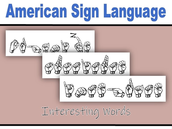 American Sign Language Interesting Words Worksheets - Etsy