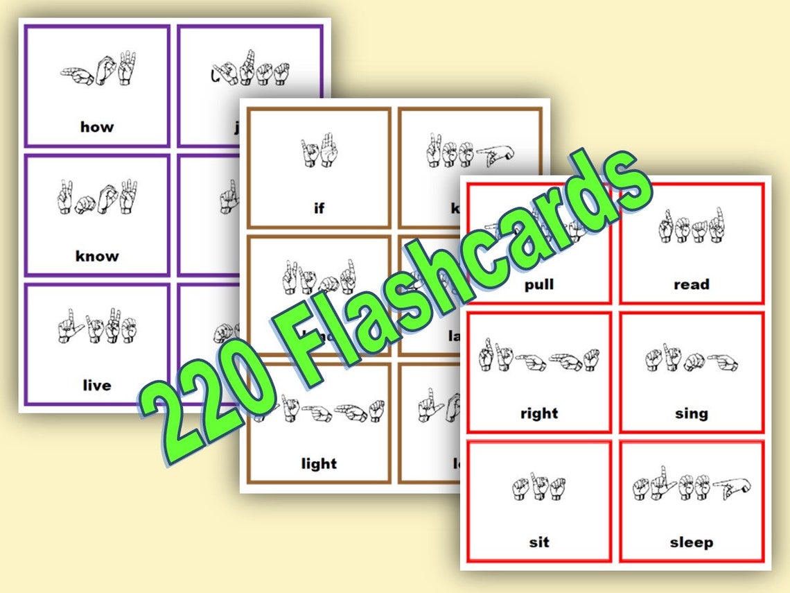 Sight Words - FLASHCARDS, American Sign Language, Digital Download ...