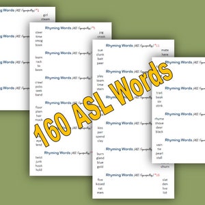 American Sign Language - Rhyming Words, Matching Game, Worksheets ...