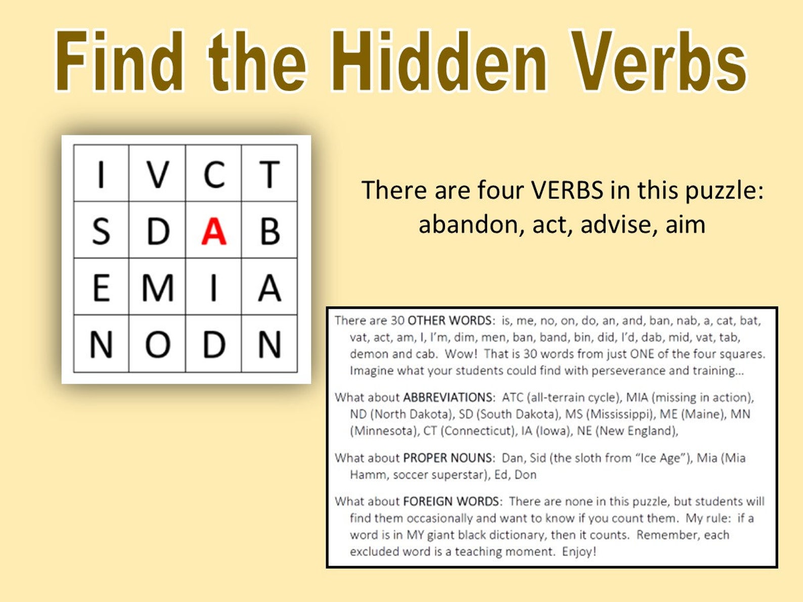 Word Puzzles - Hidden Verbs, Boggle, Word Search, Instant Digital ...