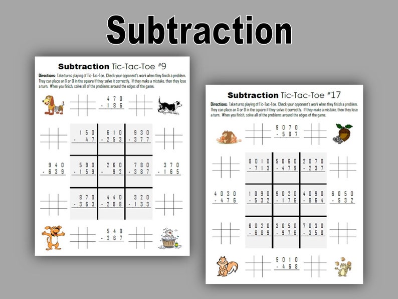 Math Tic-tac-toe, 80 Printable Worksheets, Instant Digital Download ...