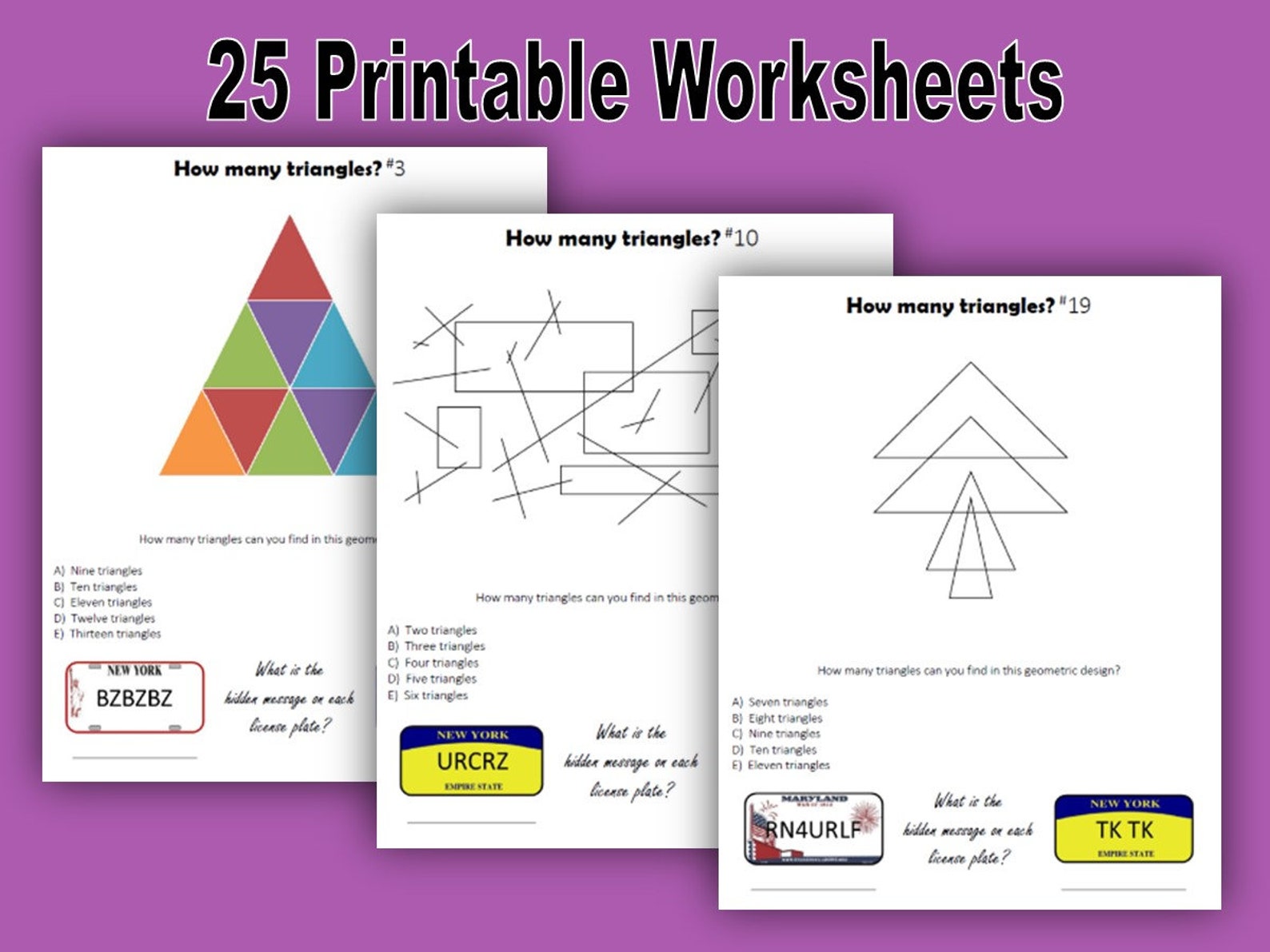 HOW MANY TRIANGLES Math Worksheets, Geometry, Homeschool, Daycare Learning, After School Program ...