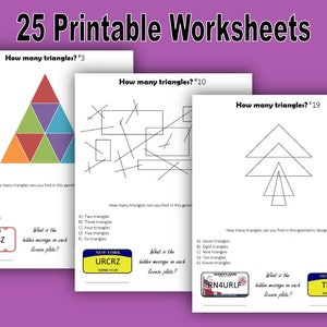 HOW MANY TRIANGLES - Math Worksheets, Geometry, Homeschool, Daycare ...