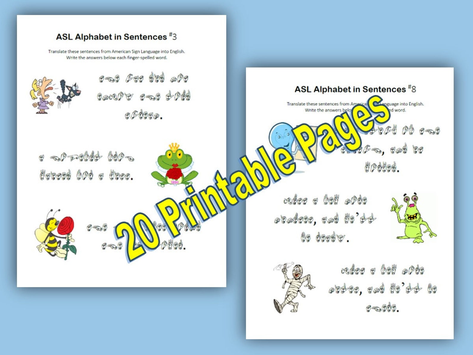 American Sign Language Alphabet SENTENCES, Digital Download ...