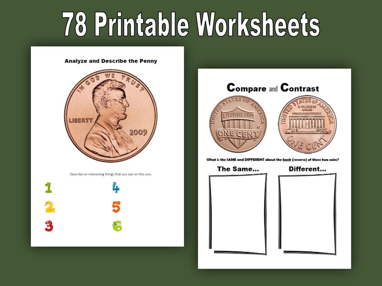 Learn About the PENNY - Money Worksheets, US Coins, Instant Digital ...