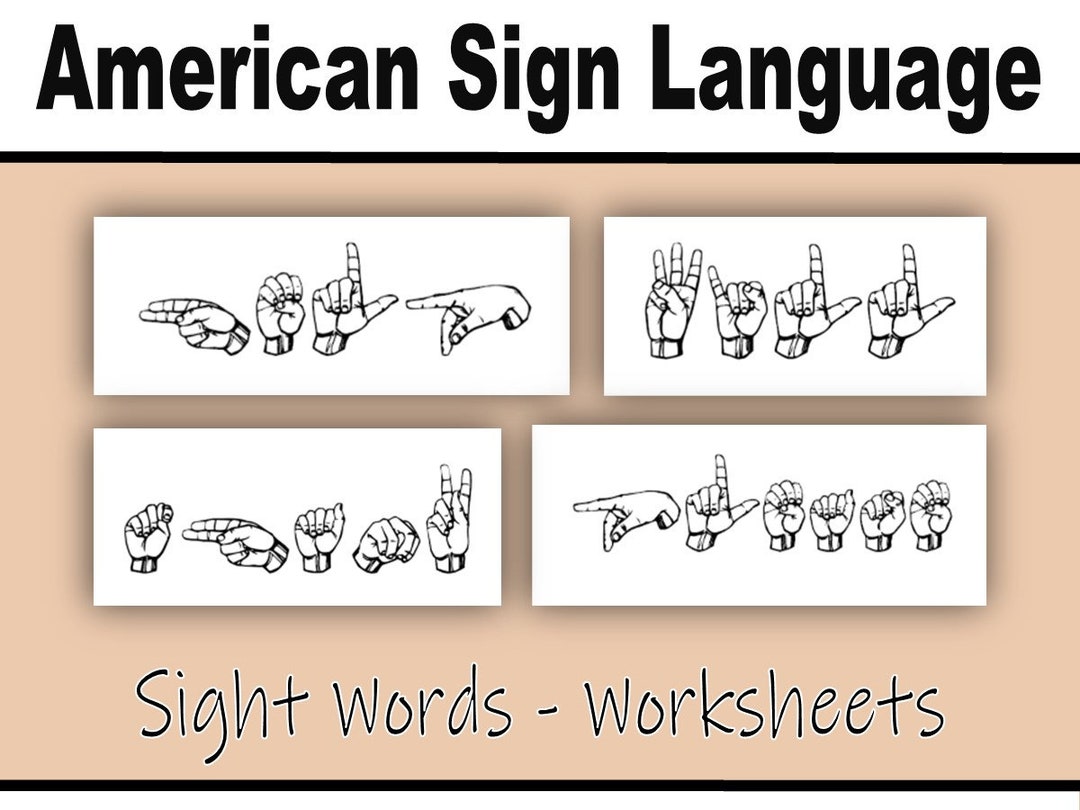 Sight Words - WORKSHEETS, American Sign Language, Digital Download ...