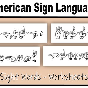 Sight Words - WORKSHEETS, American Sign Language, Digital Download ...