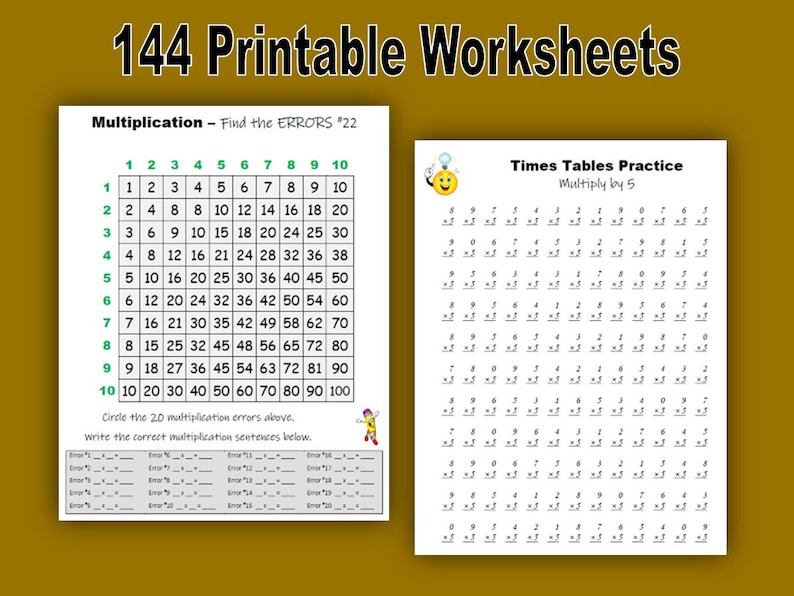 Multiplication Worksheets, 144 Printables, Third Grade, Instant Digital ...