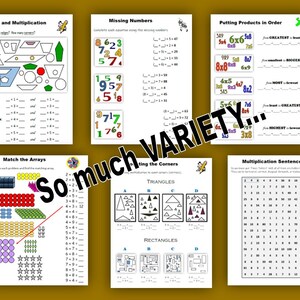 Multiplication Worksheets, 144 Printables, Third Grade, Instant Digital ...