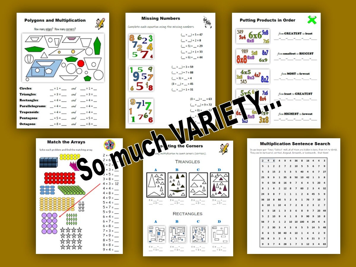 Multiplication Worksheets, 144 Printables, Third Grade, Instant Digital ...