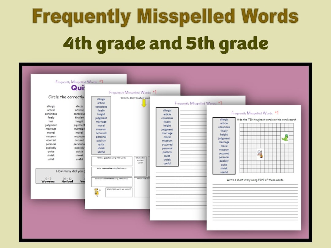 Frequently Misspelled Words, Fourth Grade, Fifth Grade, Educational ...