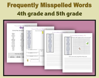 Frequently Misspelled Words, 2nd Grade, 3rd Grade, Digital Download ...