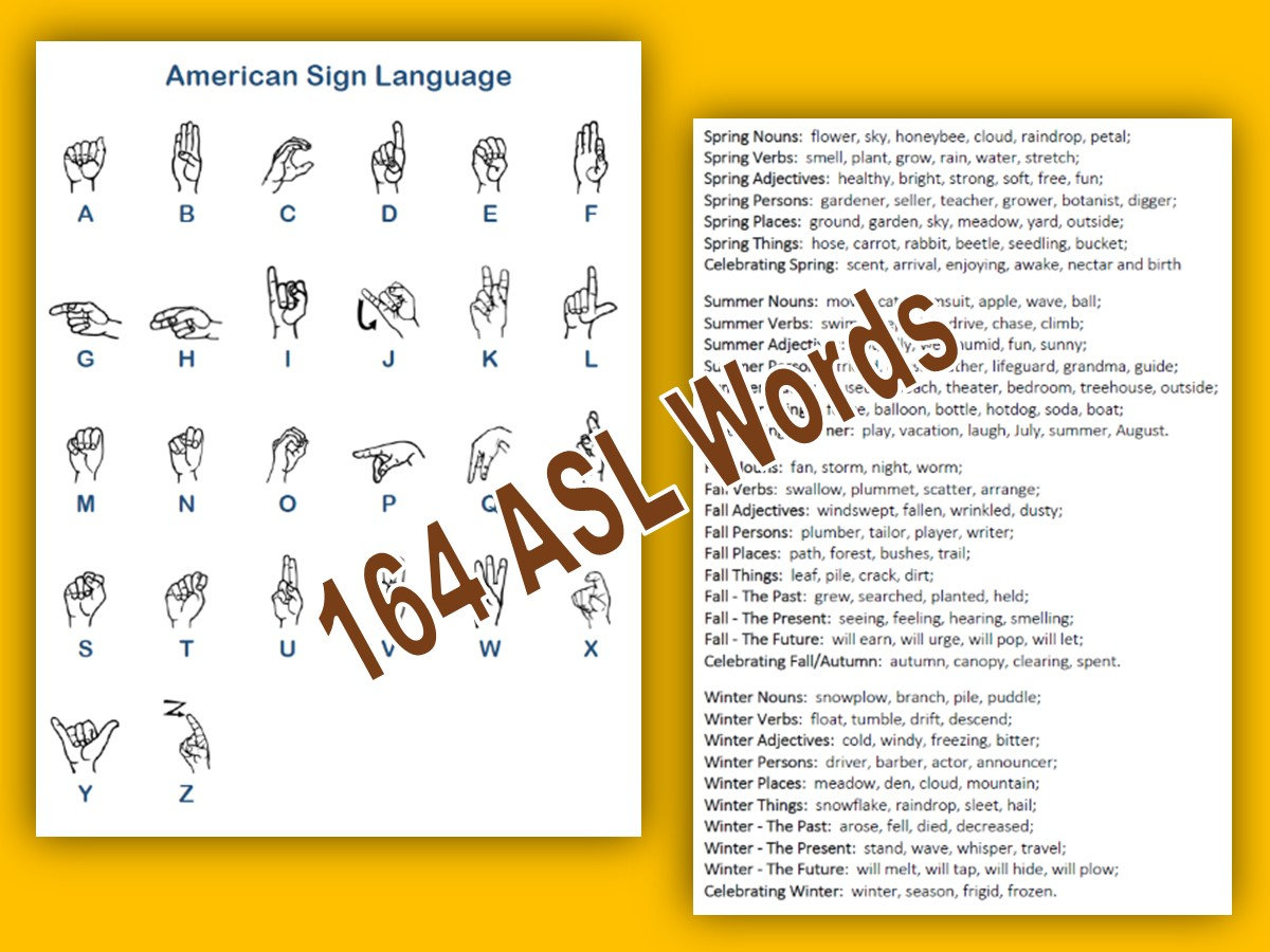 American Sign Language - FOUR SEASONS, Worksheets, Digital Download ...