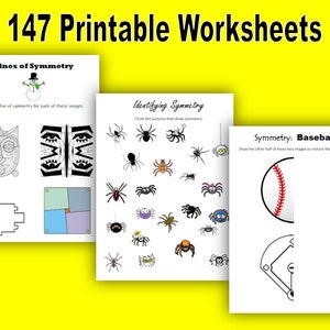 Symmetry Worksheets, Instant Digital Download, Geometry, Math Art ...