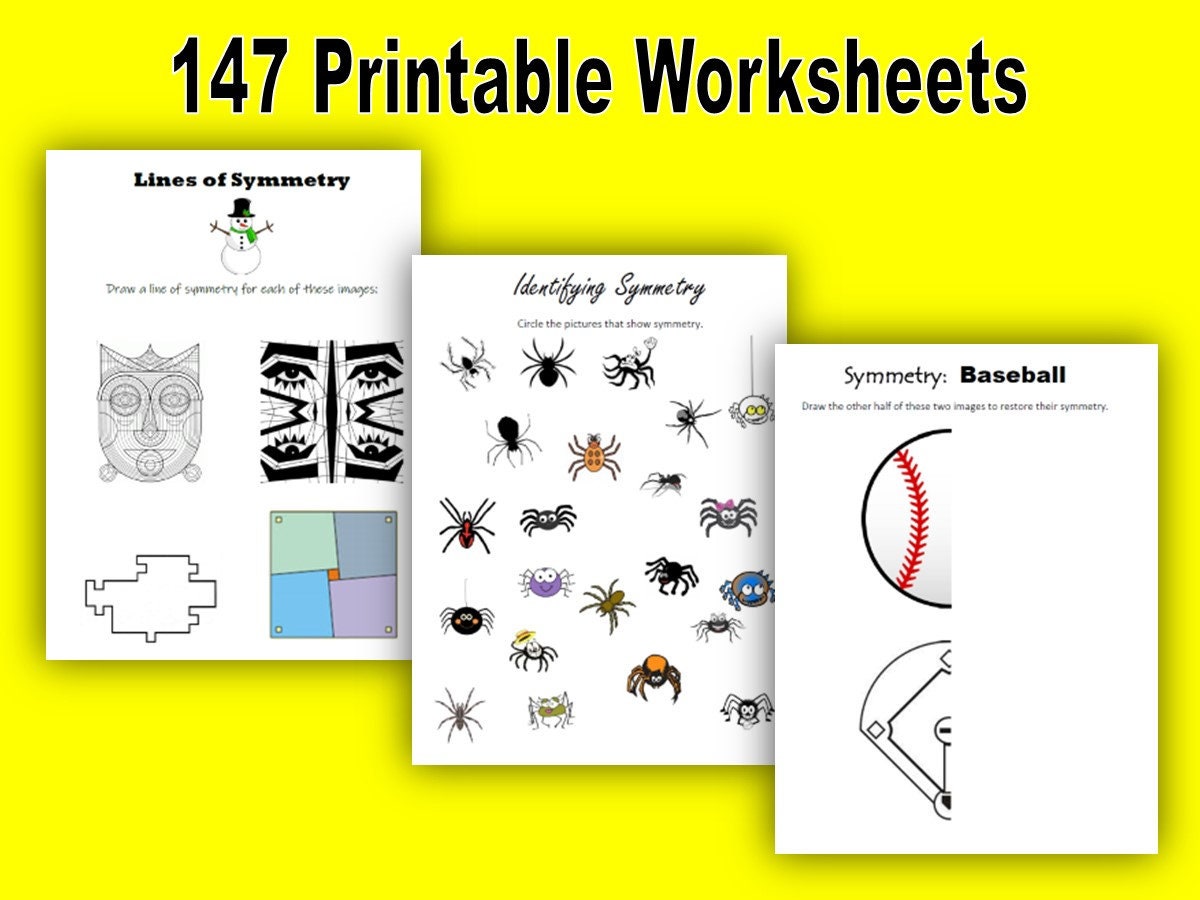Symmetry Worksheets, Instant Digital Download, Geometry, Math Art ...