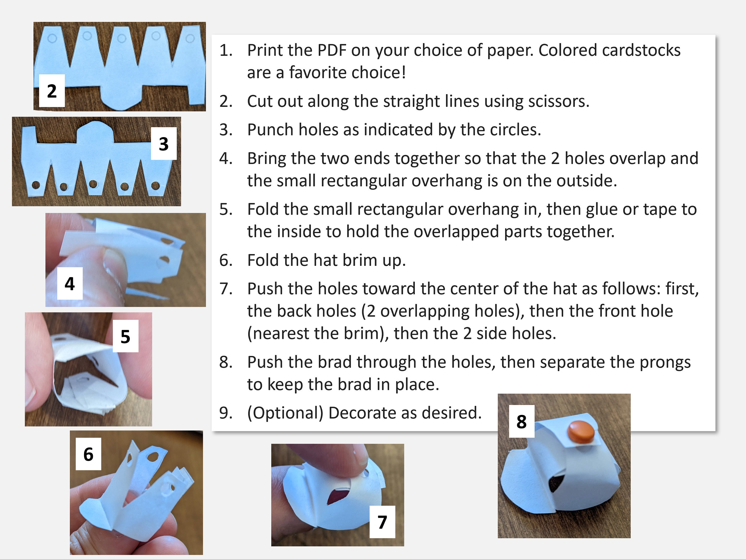 Paper Hat Printable Template for 5 Hat Sizes (perfect for Cupcake ...