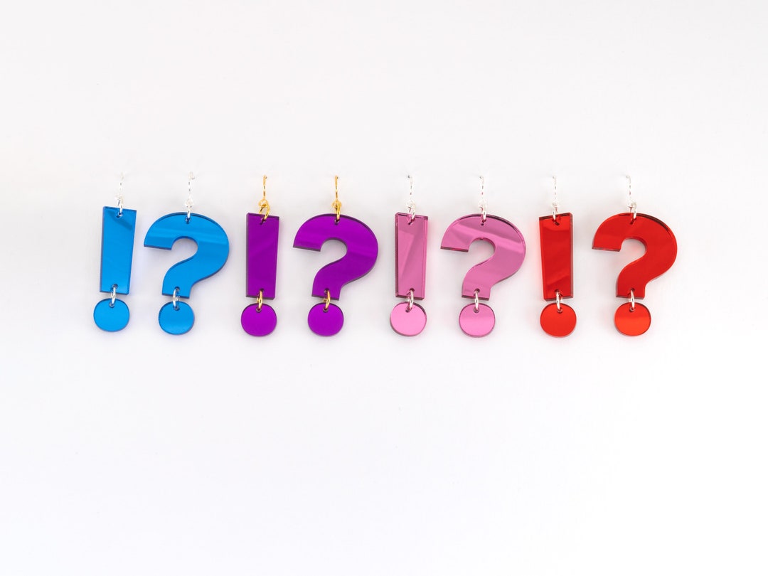 Interrobang Acrylic Earrings, Statement Punctuation Jewelry - Etsy