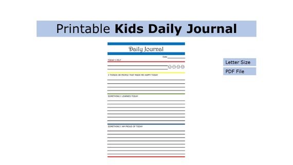 Printable Kids Daily Journal Kids Daily Journal US Letter - Etsy